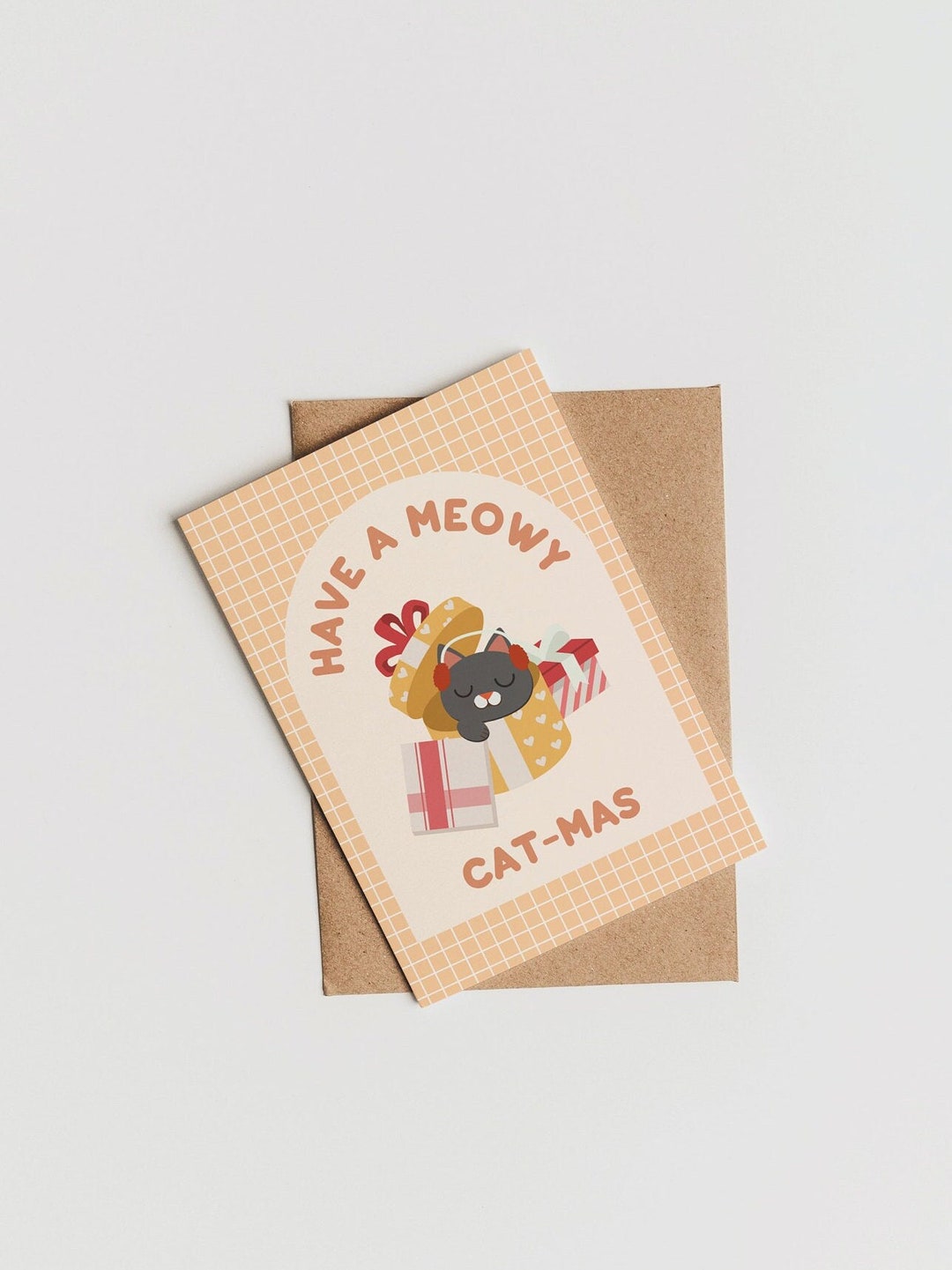 Meowy Catmas Card | Cat Christmas Card | Cat Present Holiday Card | Cat ...