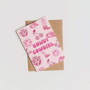 Howdy Cowgirl Card | Cowgirl Disco Birthday Card | Groovy Disco Card ...