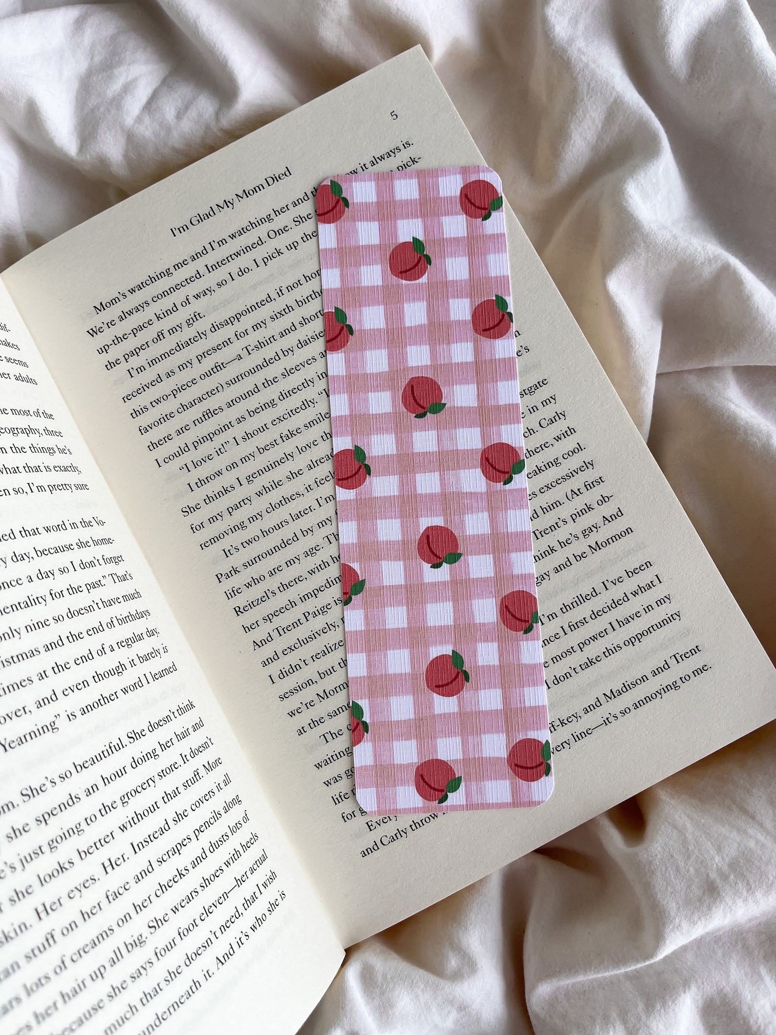 Gingham Bookmarks | Cute Cherry Peach Bookmark | Keep Driving ...