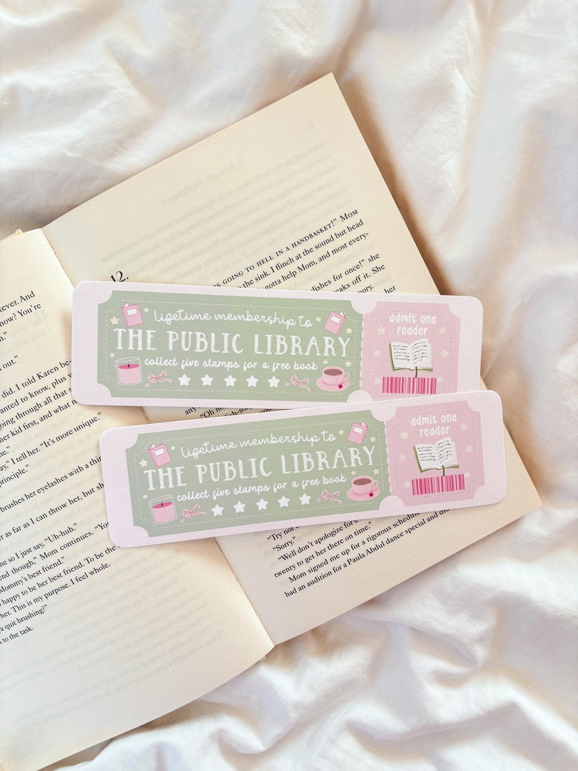 Public Library Bookmark | Library Ticket Bookmark | Book Club Bookmark ...