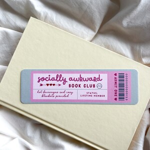 Socially Awkward Book Club Bookmark | Bookmark Ticket Voucher | Social ...