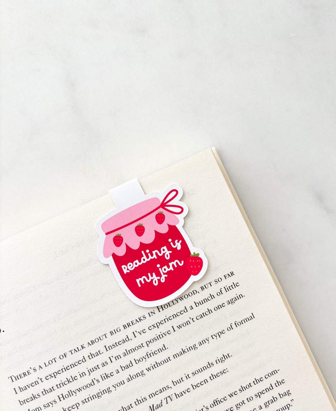 Reading is My Jam Magnetic Bookmark | Jam Bookmark | Cute Strawberry ...