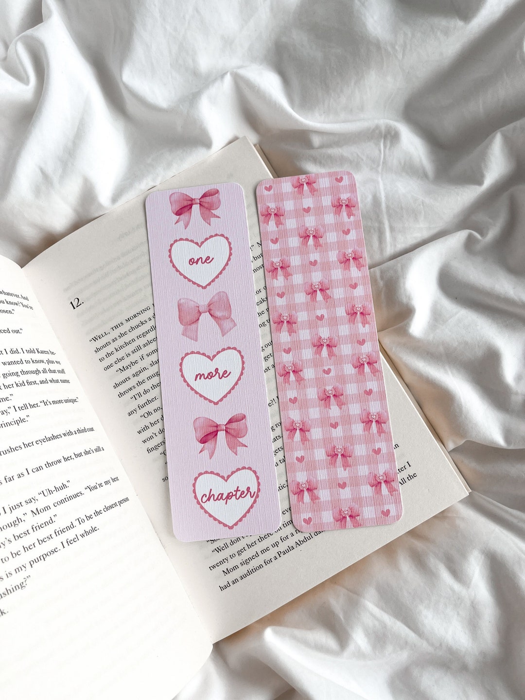 Coquette Bow Bookmark | One More Chapter Bookmark | Pink Girly Bookmark ...