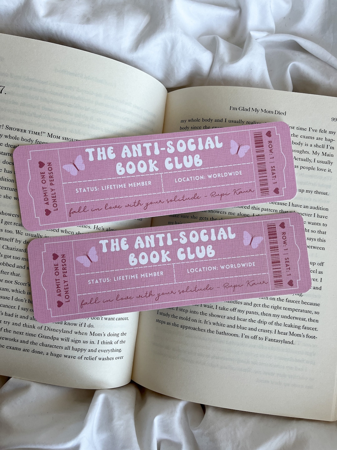 The Anti-social Book Club Bookmark Feminist Bookmark Bookmark Ticket ...