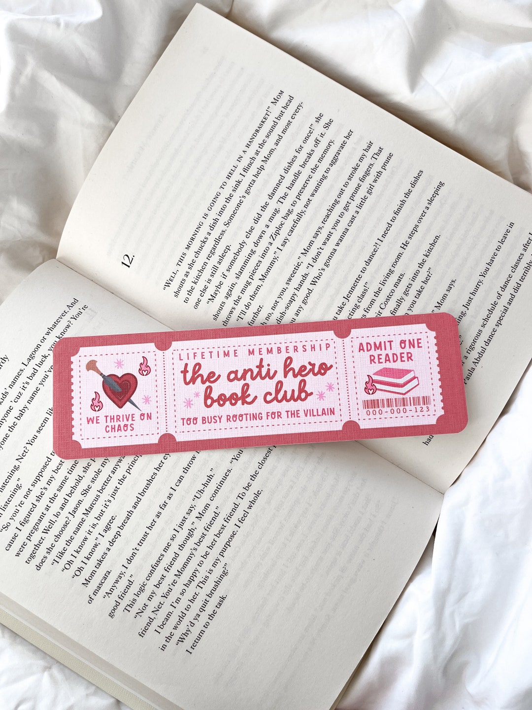 The Anti-hero Book Club Bookmark | Book Ticket Bookmark | Bookish Gift ...