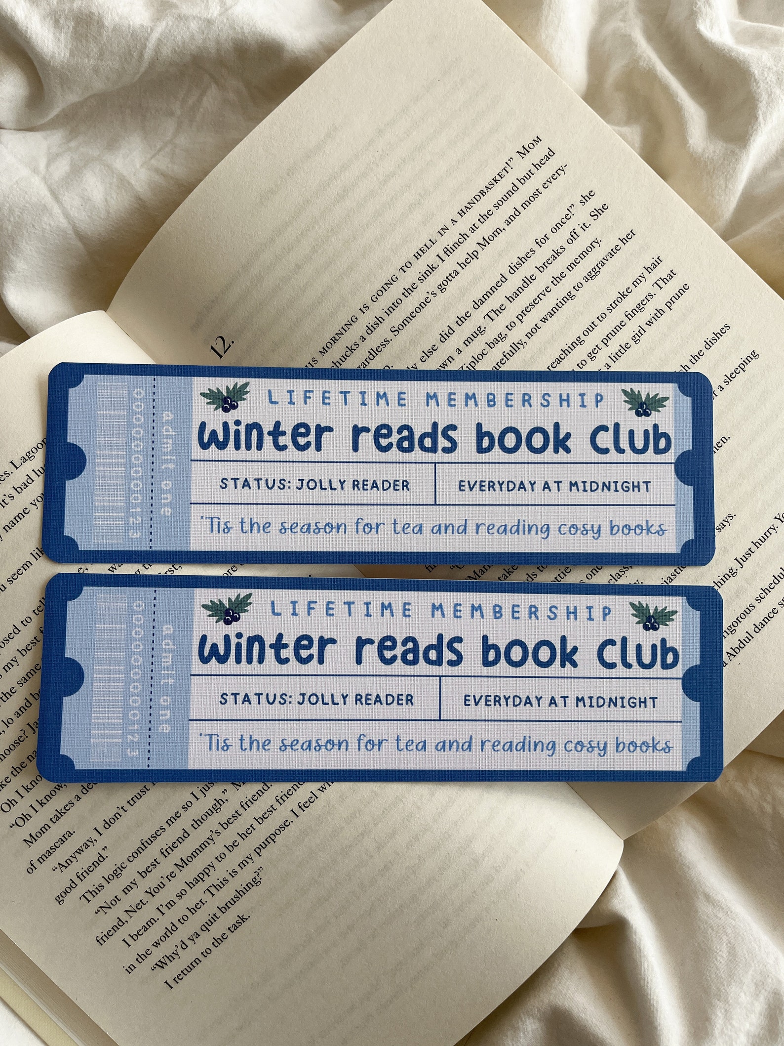 Winter Reads Bookclub Bookmark | Cosy Winter Reader | Winter Bookmark ...
