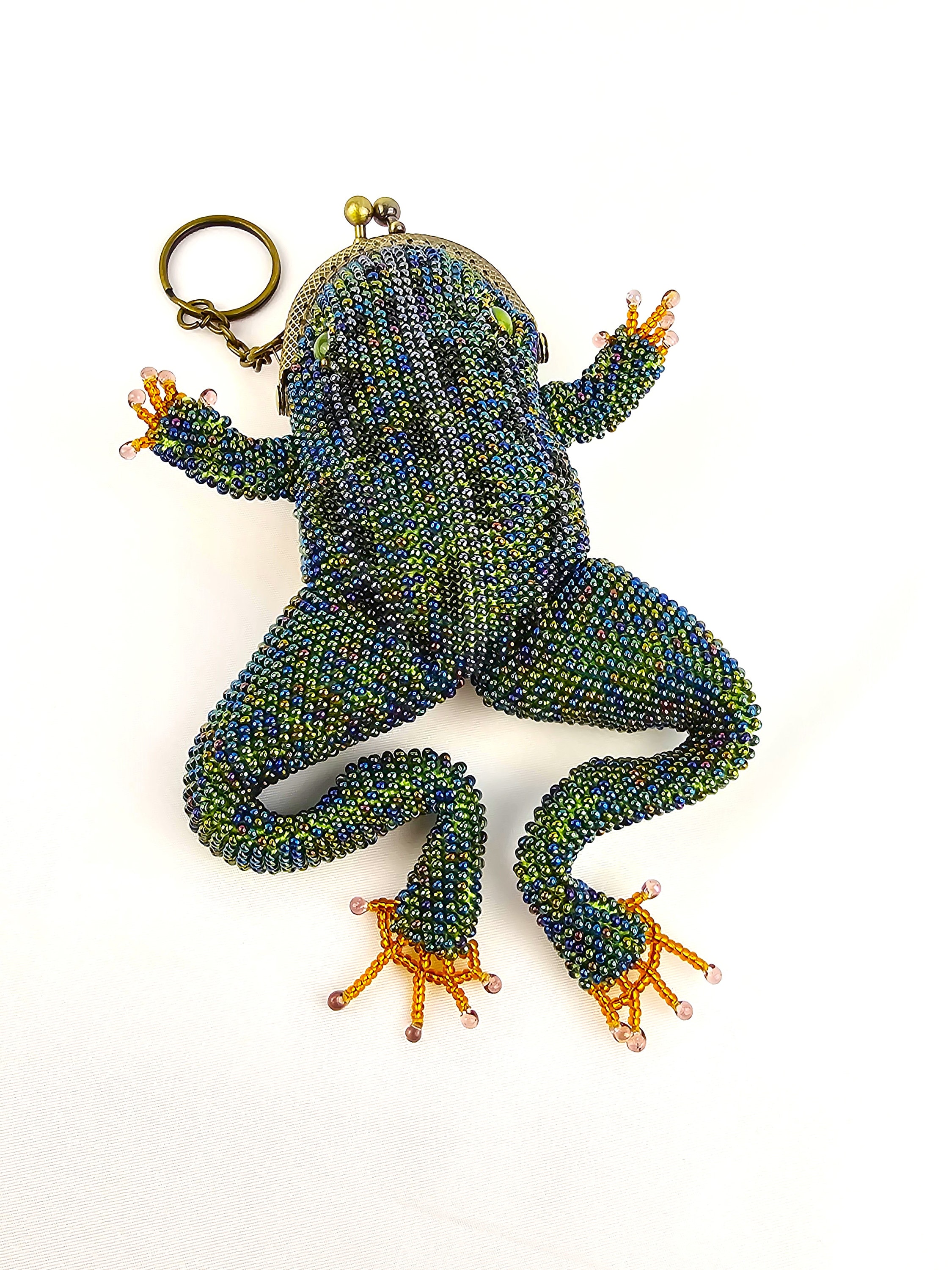Beaded Frog Purse, Toad Coin Holder, Amphibian Keychain, Gift for Any ...