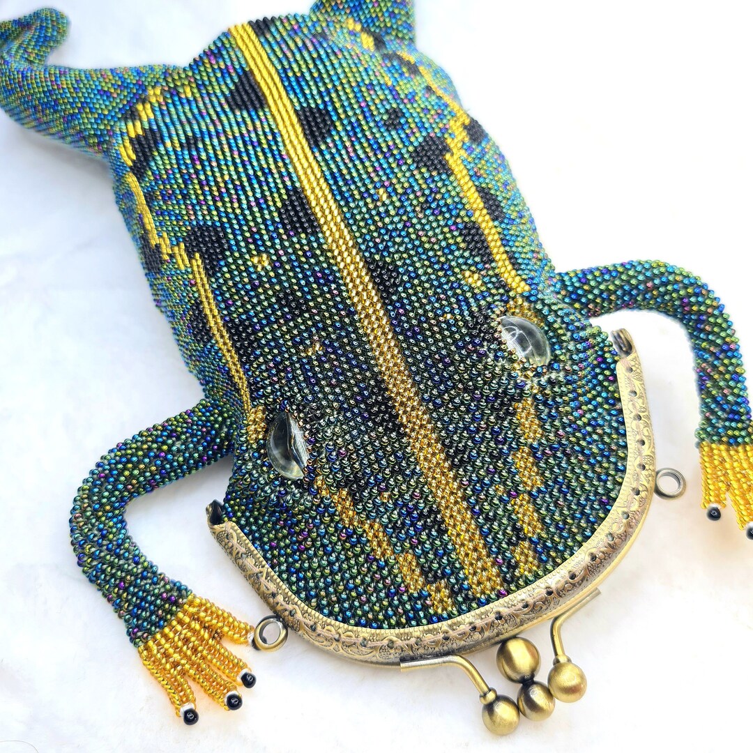 Bag Frog Green Frog Beaded Toad Bag Women's Accessory - Etsy