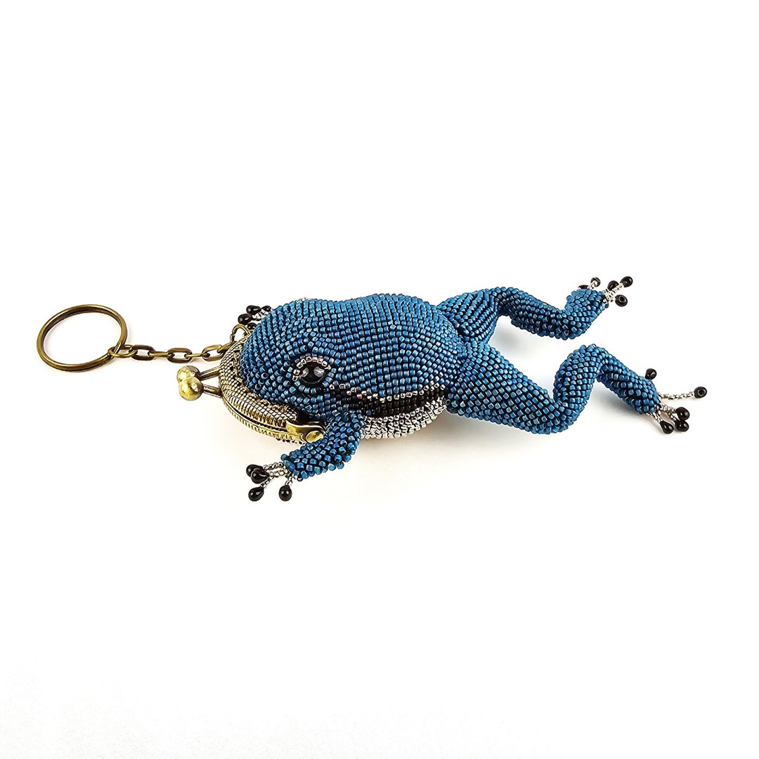 Beaded Frog Purse, Toad Coin Holder, Amphibian Keychain, Gift for Any ...