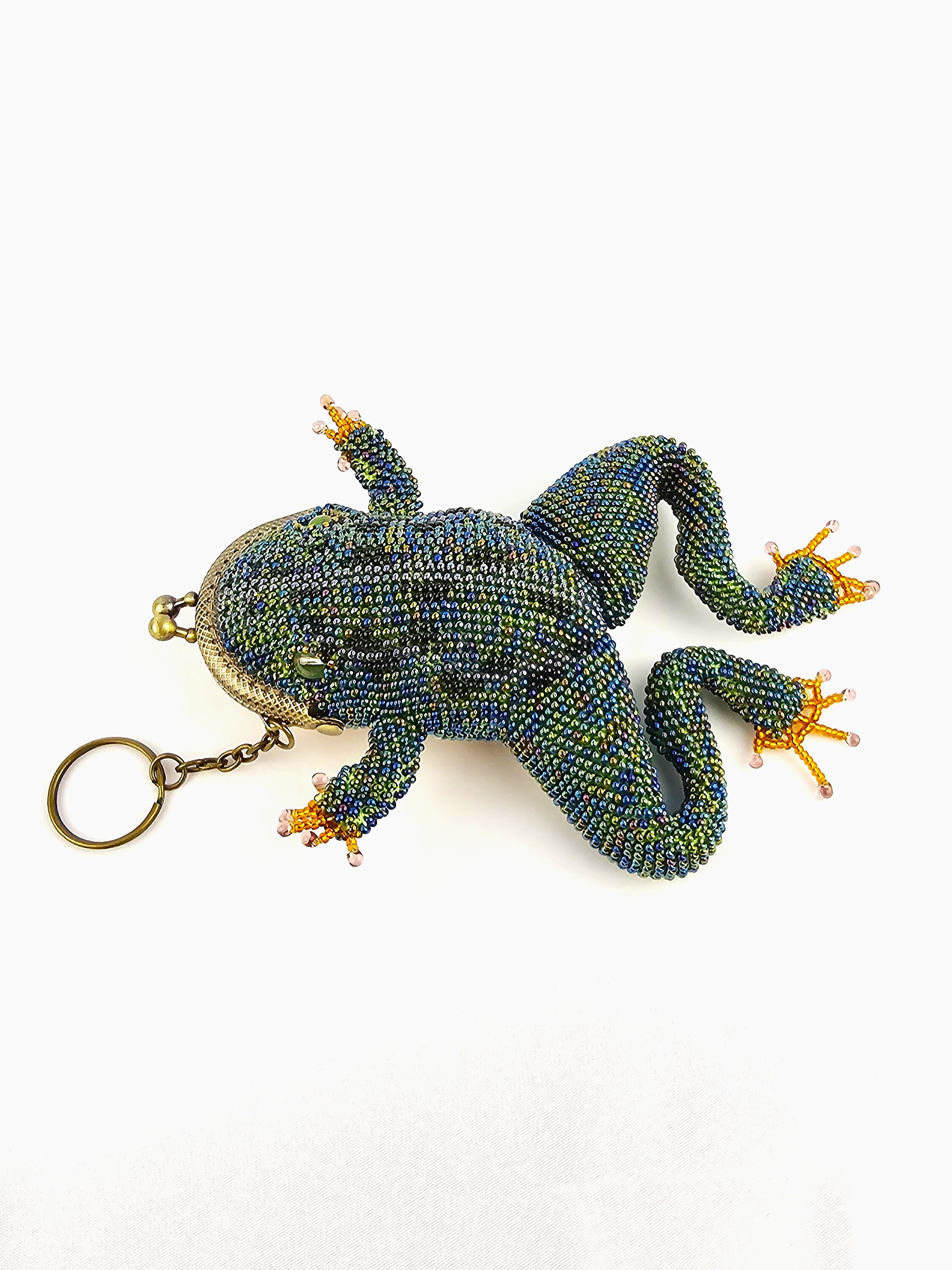 Beaded Frog Purse, Toad Coin Holder, Amphibian Keychain, Gift for Any ...