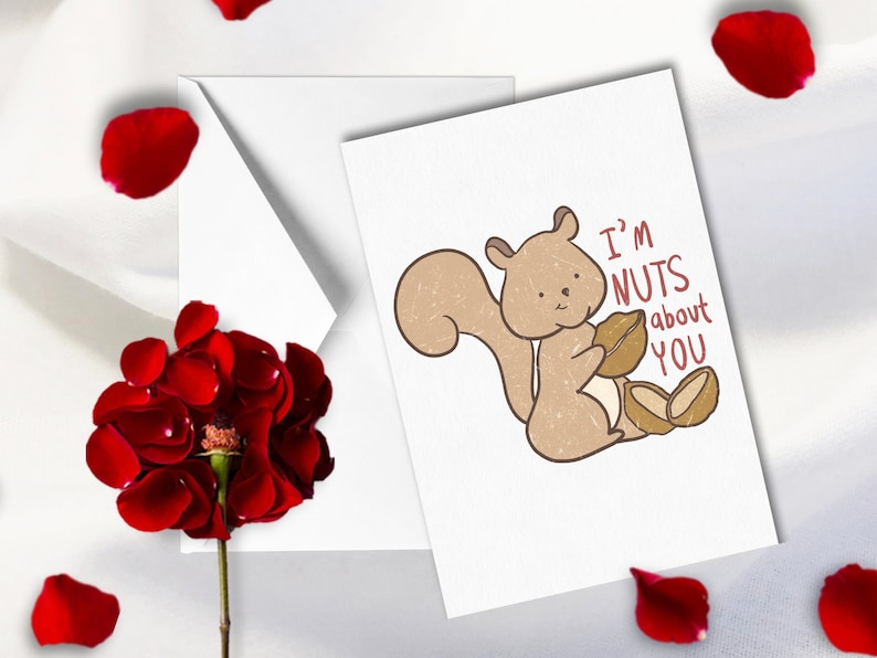 Retro Im Nuts About You Valentines Day Card Cute Valentine Card Funny ...