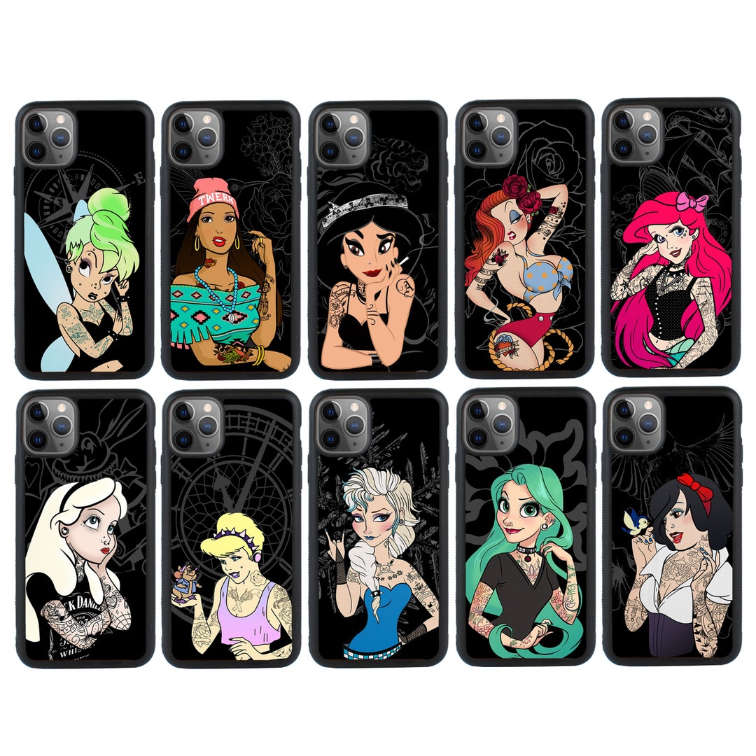 Tattoo Disney Princess Phone Case for iPhone 6 7 8 11 12 13 14 XR X Pro ...