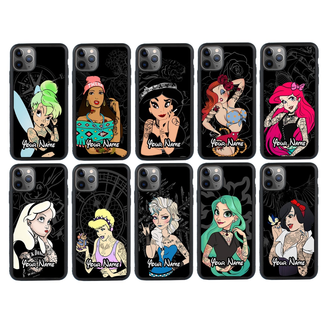 Personalised Tattoo Disney Princess Phone Case for iPhone 11 12 13 14 ...