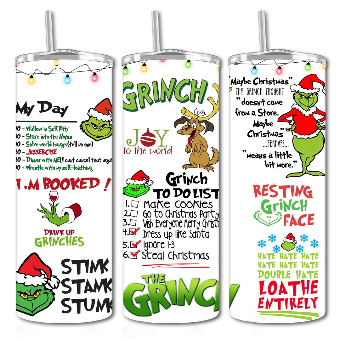 Christmas Grinch Insulated 20oz Thermal Skinny Tumbler Stainless Steel ...