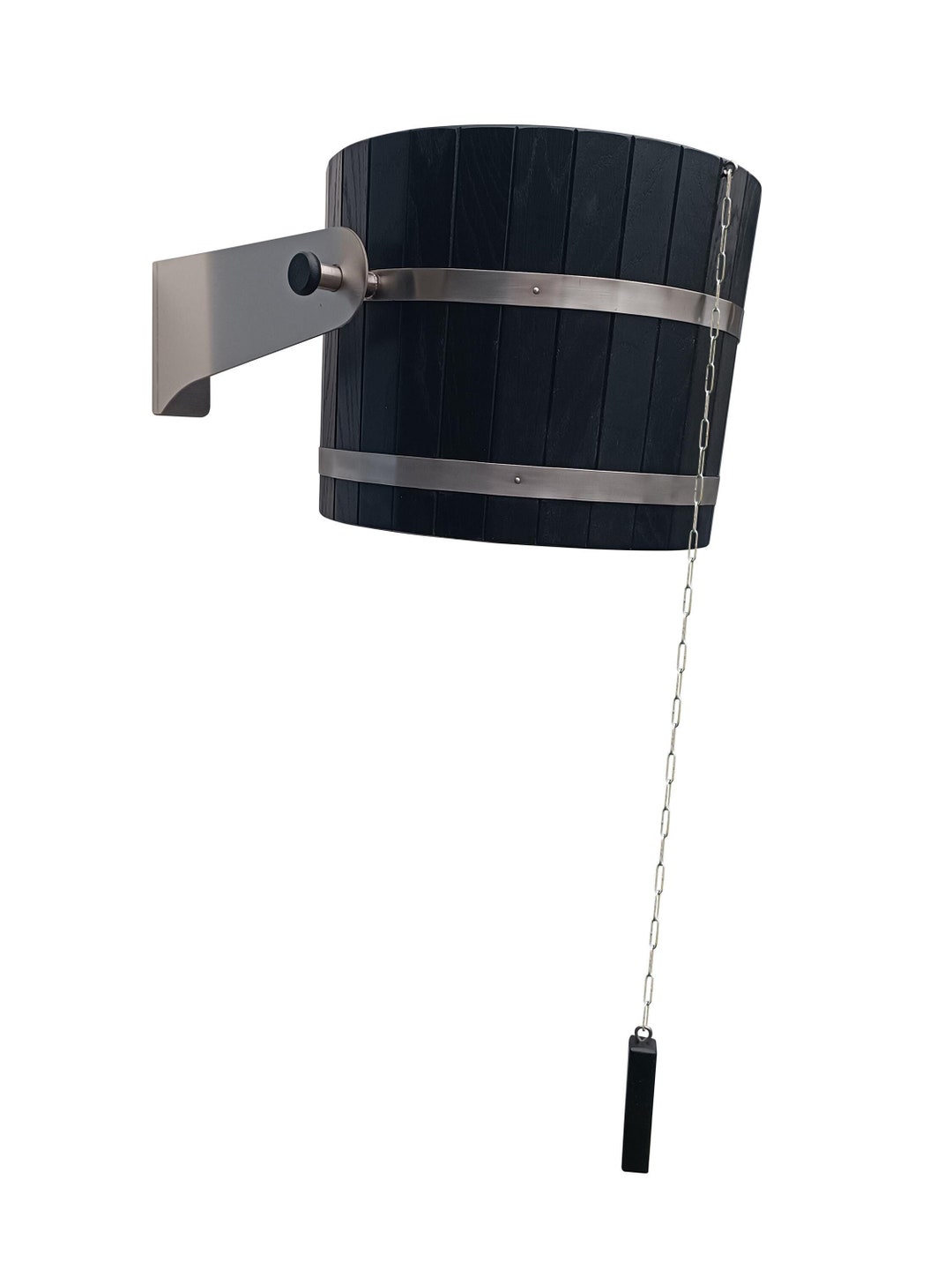 Black Sauna Shower Bucket 30l (oak) With Stainless Steel Holders/ Sauna ...