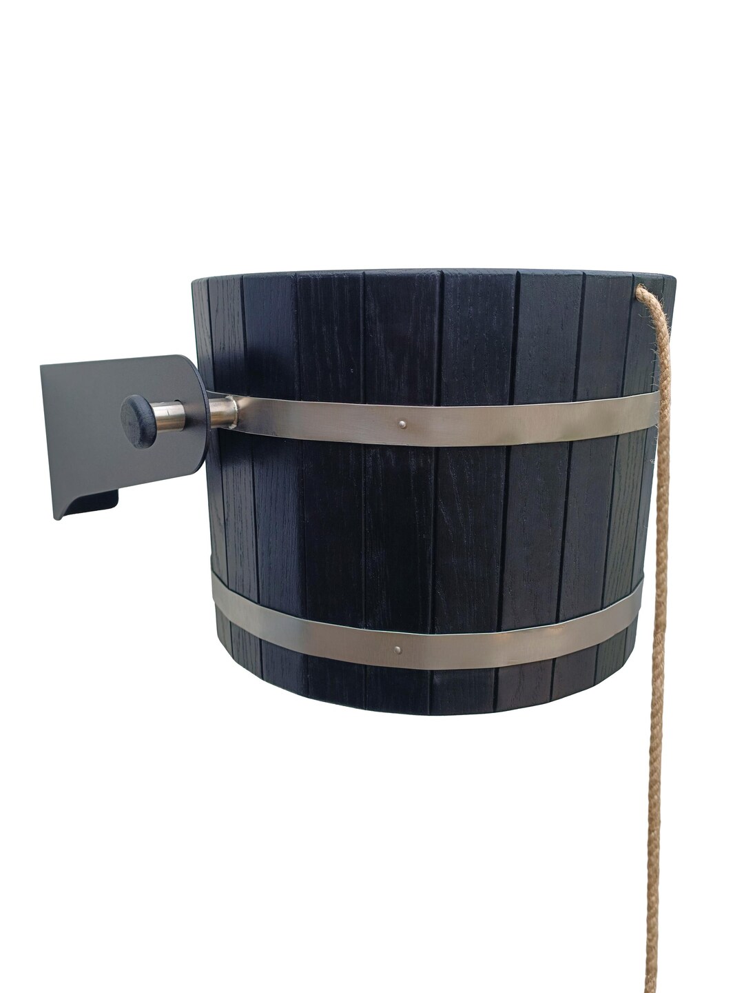 Black Oak Sauna Waterfall 20l With Black Stainless Steel Holders ( Rope ...