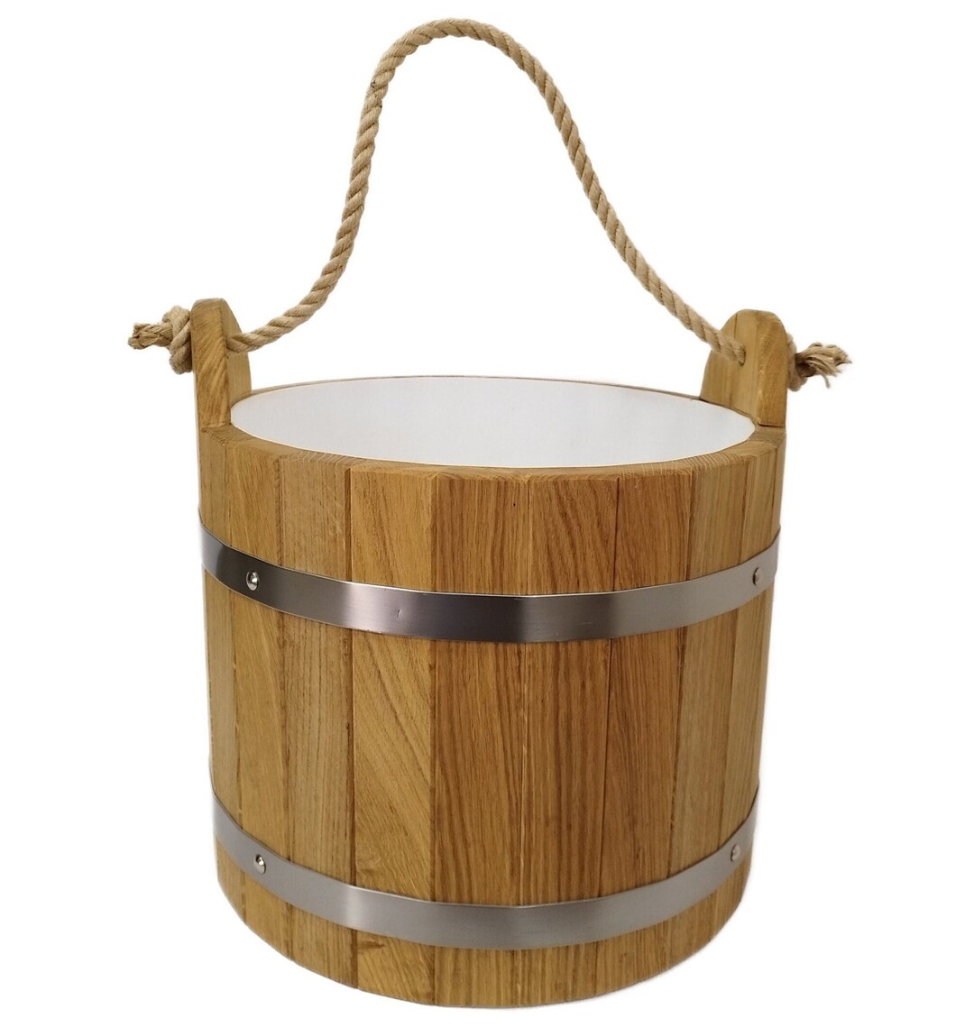 Oak Sauna Bucket 20 L With Rope , Wooden Sauna Bucket, Sauna ...