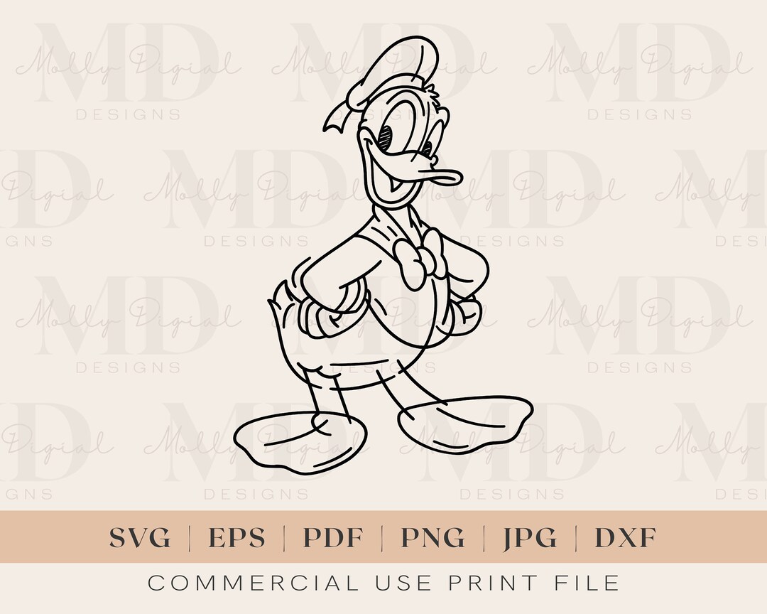 Klassische Donald Duck Skizze SVG Retro Donald SVG Micky PNG ...