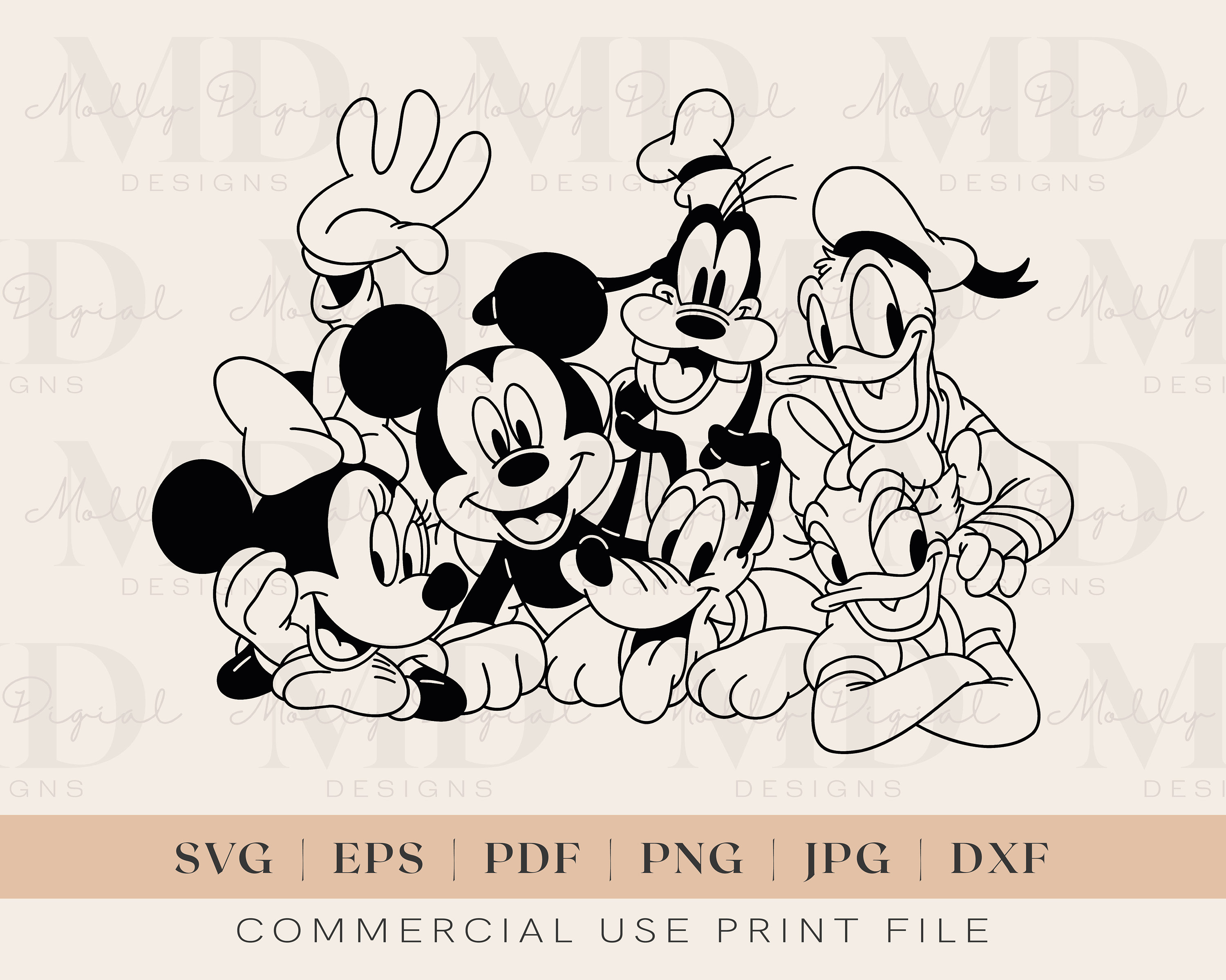 Mickey Mouse Family Black And White