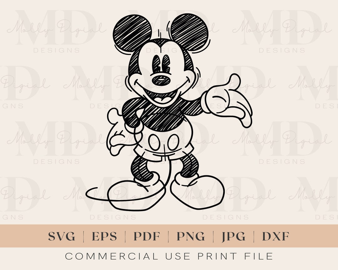 Mickey Mouse Sketch SVG Retro Mickey SVG Mickey PNG Mouse Svg Family ...