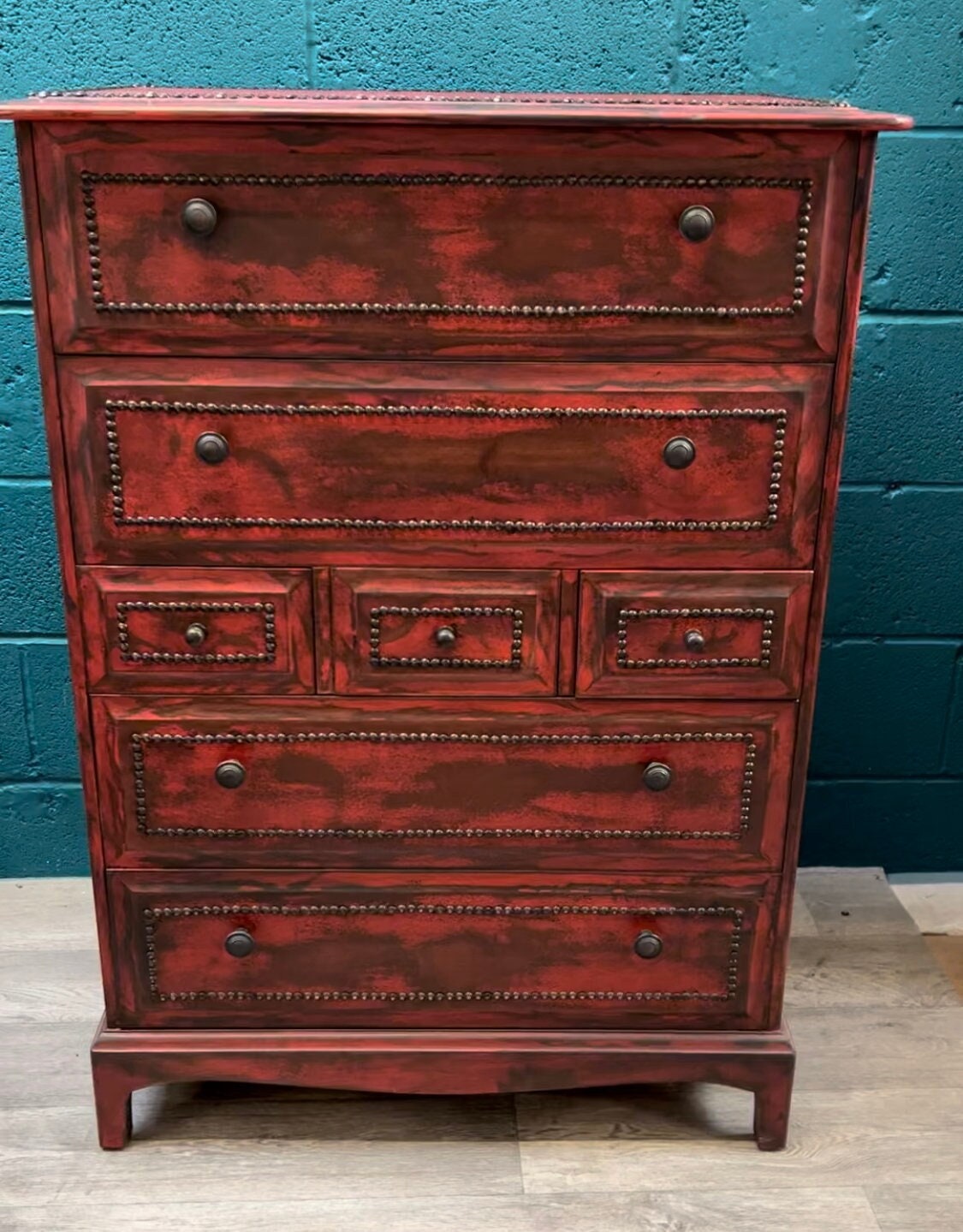 Red Distressed Dresser