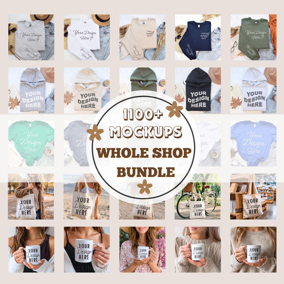 Whole Shop Bundle, Entire Shop Mockup Bundle, Bella Canvas 3001 Bundle ...