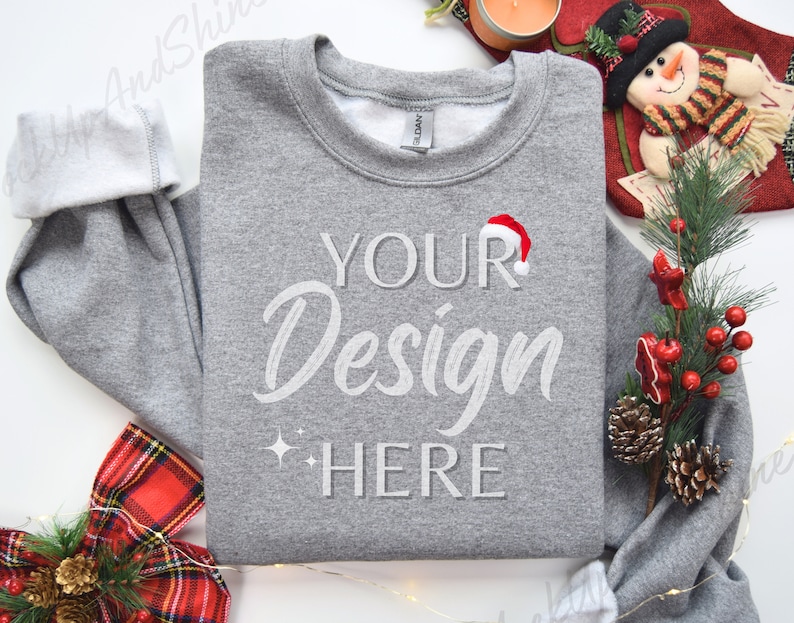 Gildan 18000 Graphite Heather Mockup, Christmas Flat Lay Fall Mocks ...