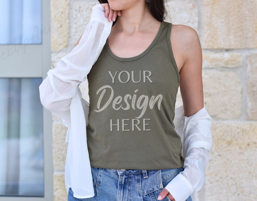 Next Level 1533 Mockup, Military Green 1533 Tank Top Mock, Next Level ...