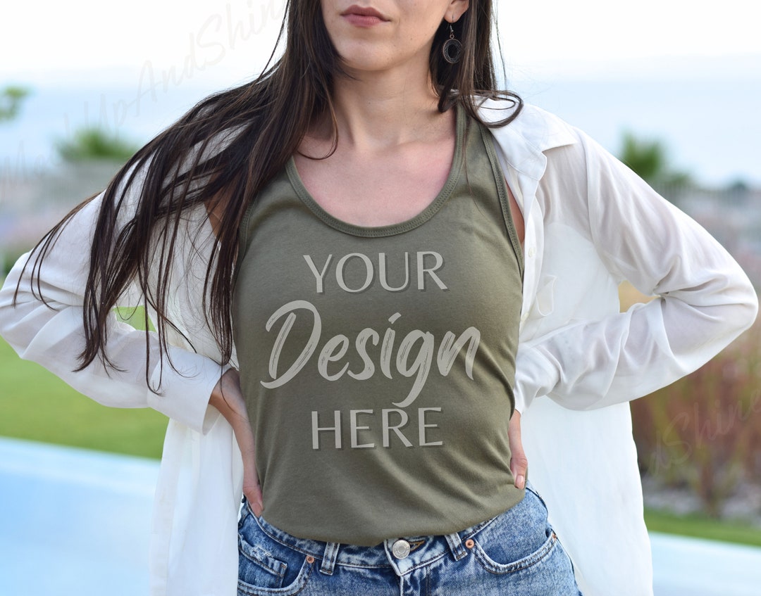 Next Level 1533 Mockup, Military Green 1533 Tank Top Mock, Next Level ...