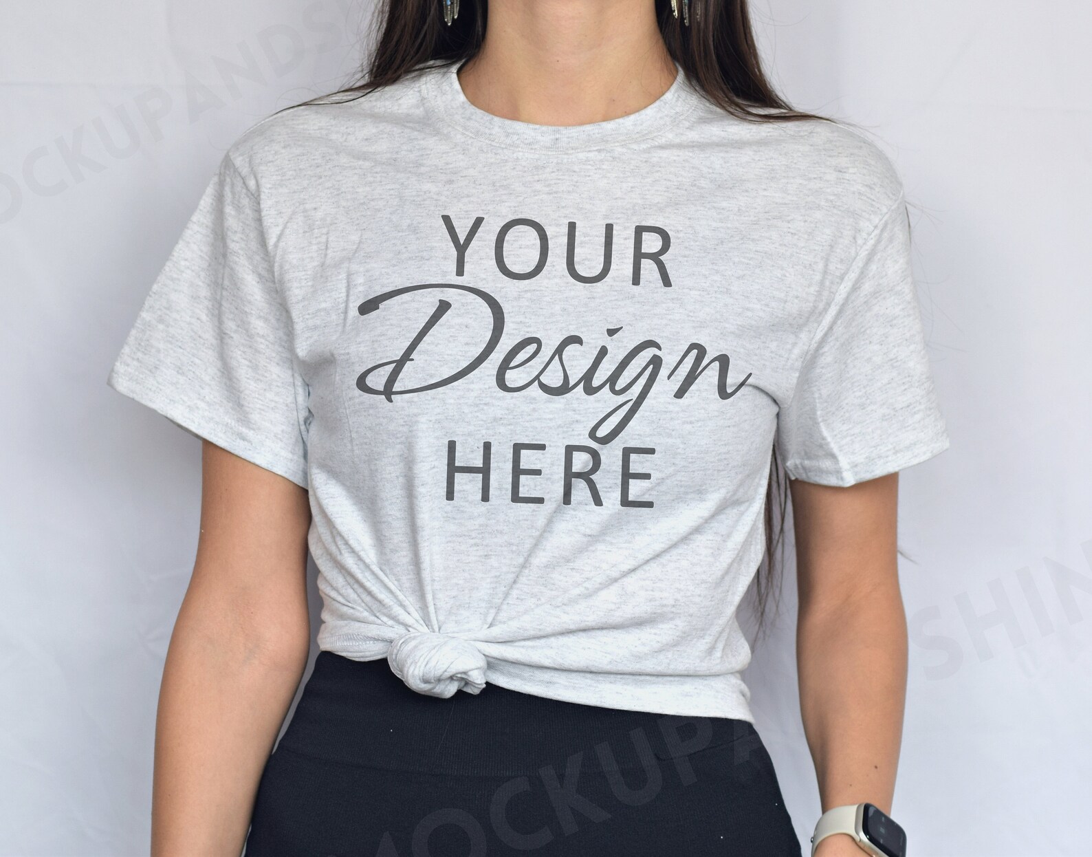 Gildan 5000 Mockup, Ash Grey T-shirt Mockup, Model Mockup G5000 Ash ...