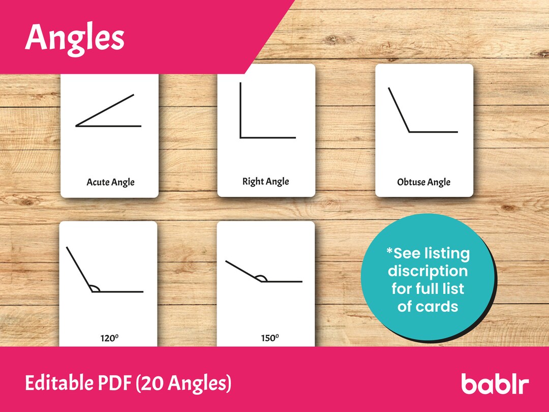 Angles • Editable Montessori Cards • PDF Printable Toddler Flashcards ...
