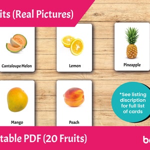 Fruits (real Pictures) • Editable Montessori Cards • PDF Printable ...