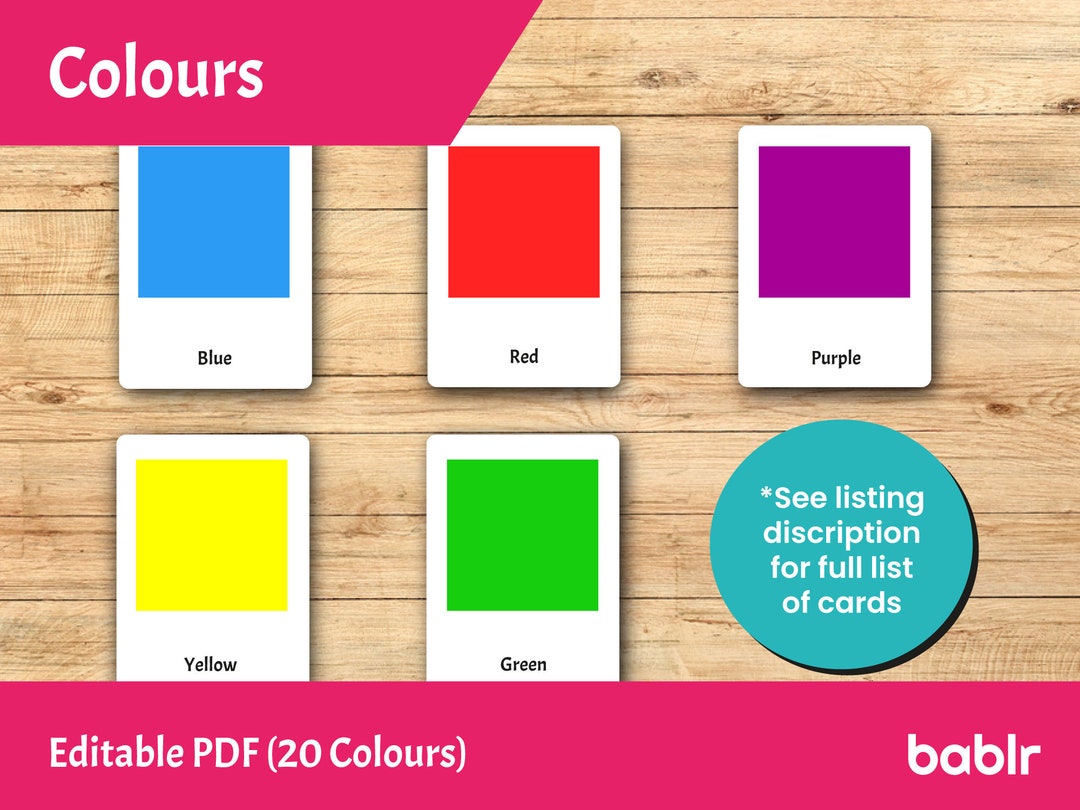 Colours • Editable Montessori Cards • PDF Printable Toddler Flashcards ...
