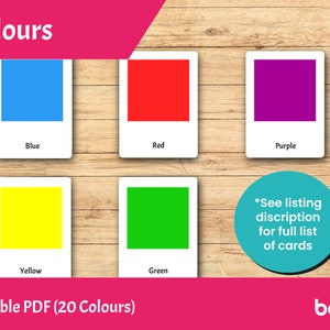 Colours • Editable Montessori Cards • PDF Printable Toddler Flashcards ...