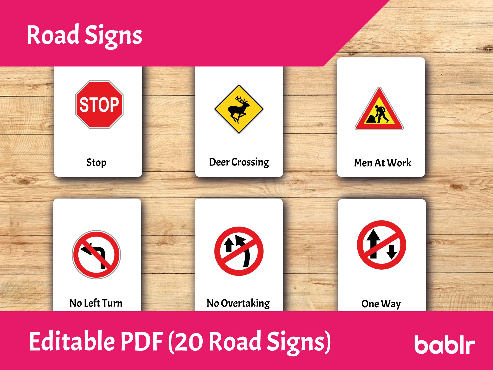 Road Signs • Editable Montessori Cards • PDF Printable Toddler ...
