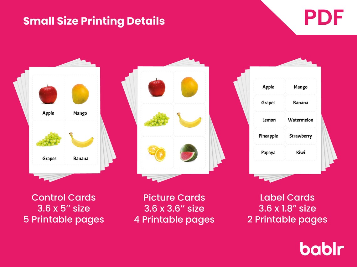 Fruits real Pictures Editable Montessori Cards PDF Printable Toddler ...