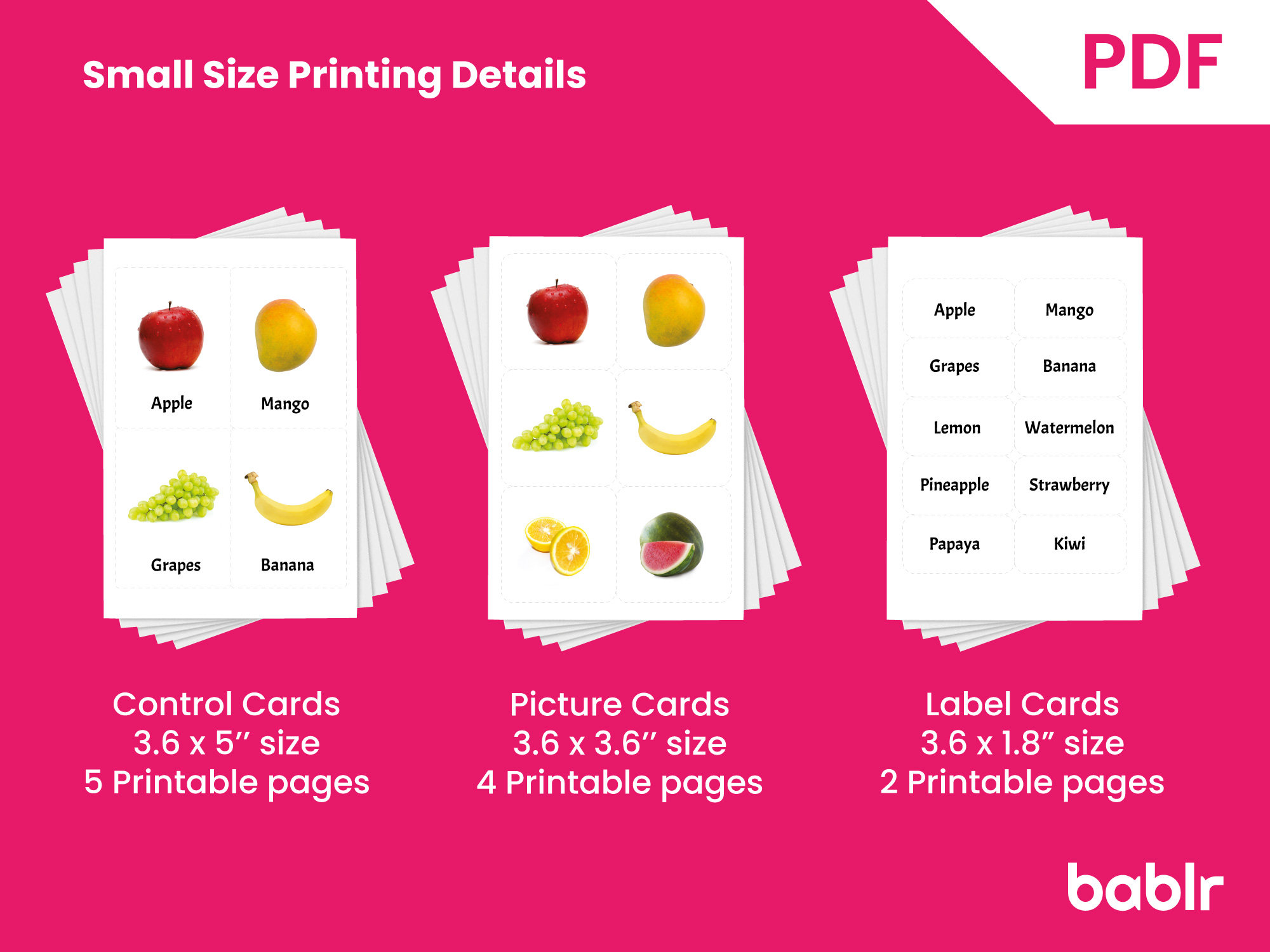 Fruits real Pictures Editable Montessori Cards PDF Printable Toddler ...