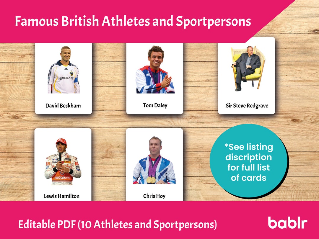 Famous British Athletes and Sportspersons • Editable Montessori Cards ...