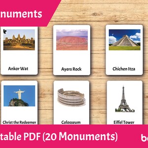 Monuments • Editable Montessori Cards • PDF Printable Toddler ...