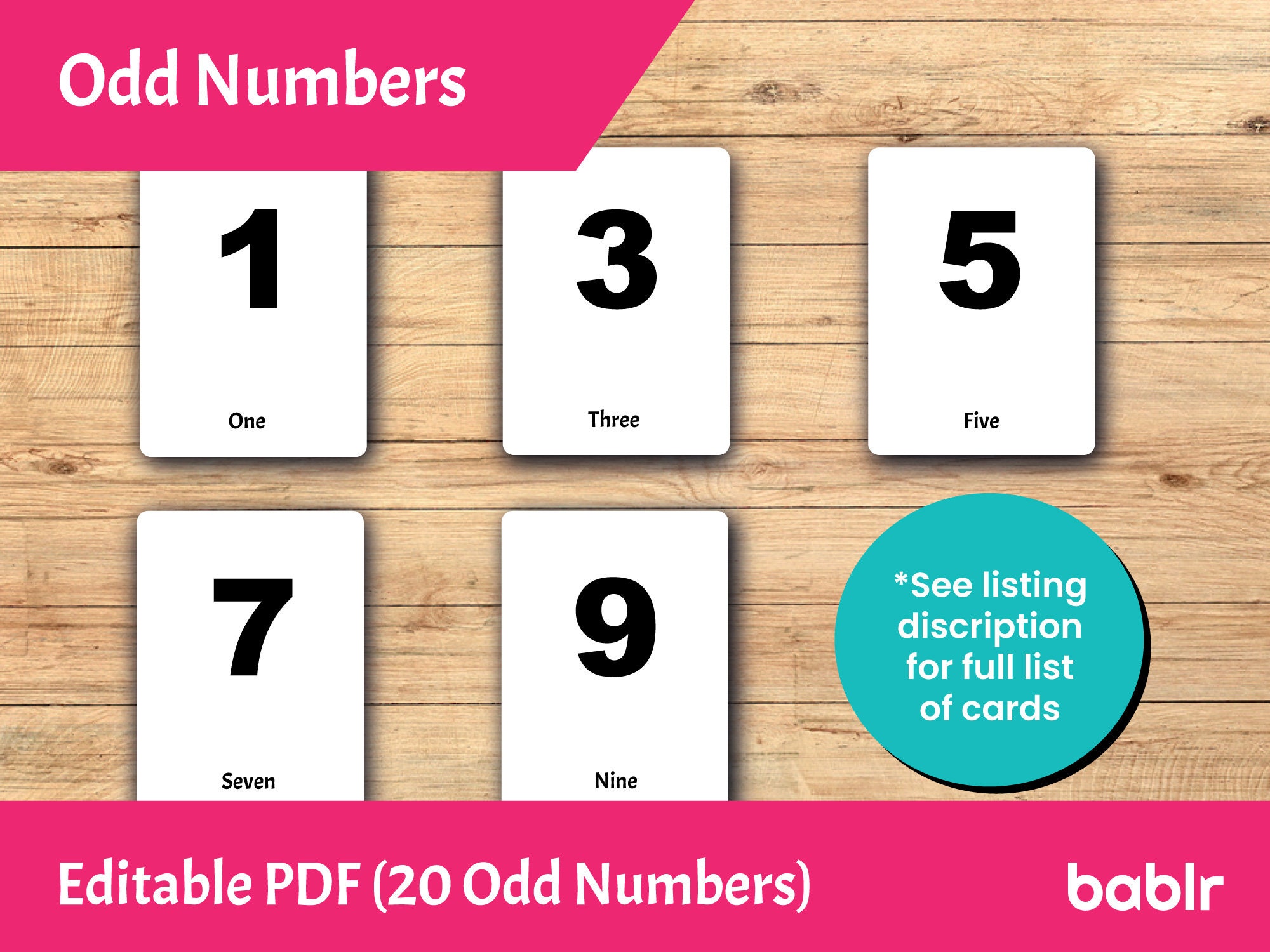 Odd Numbers • Editable Montessori Cards • PDF Printable Toddler ...