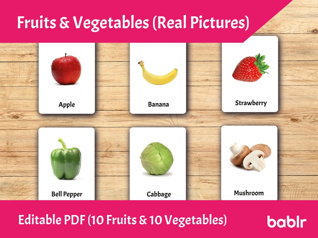 Fruits & Vegetables (real Pictures) • Editable Montessori Cards • PDF ...