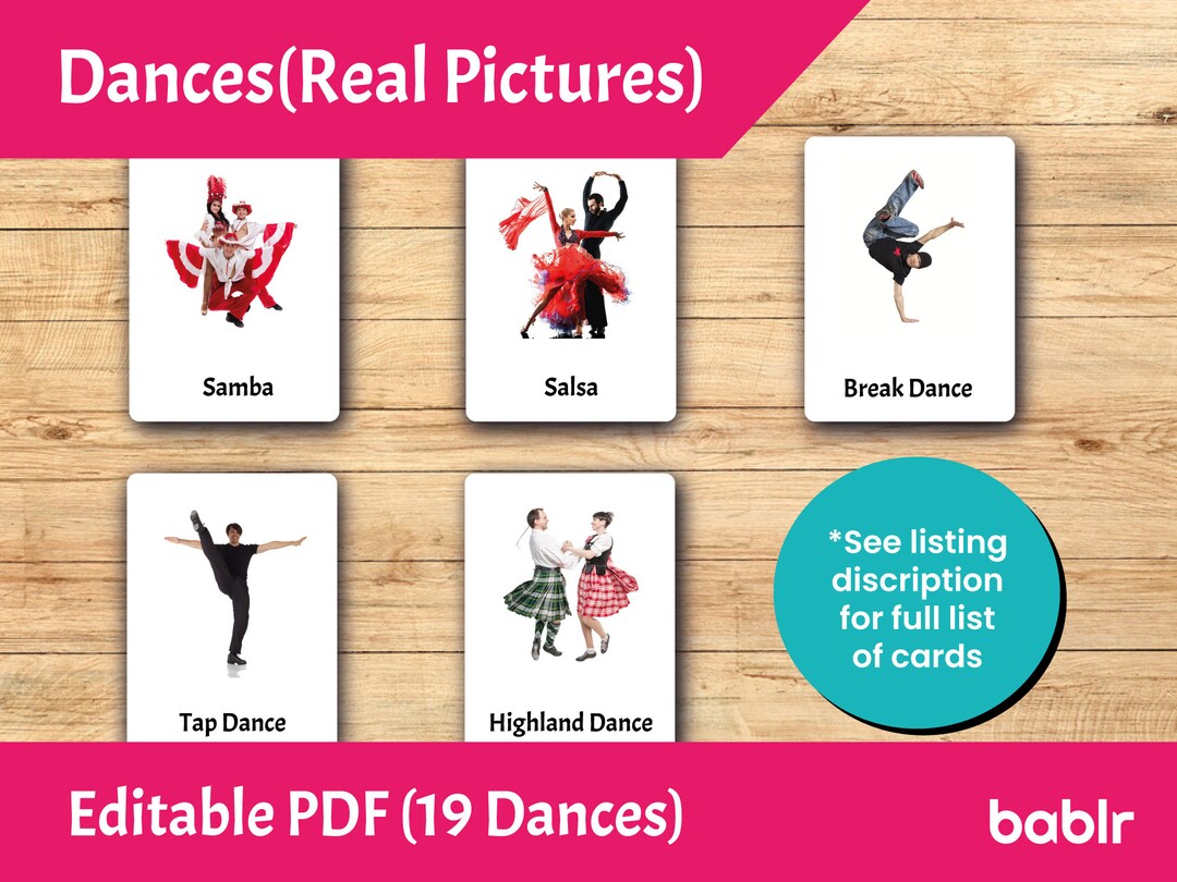 Dances (real Pictures) • Editable Montessori Cards • PDF Printable ...