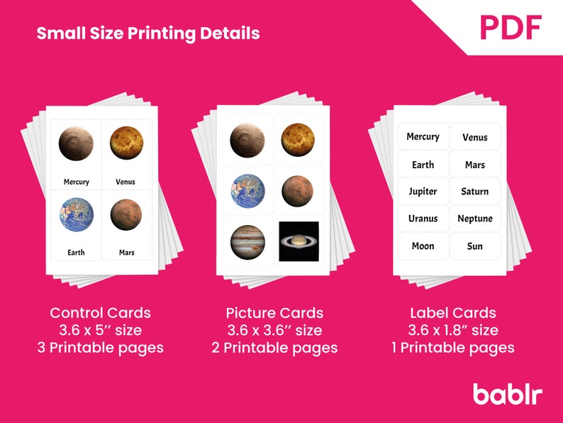 Solar System • Editable Montessori Cards • PDF Printable Toddler ...