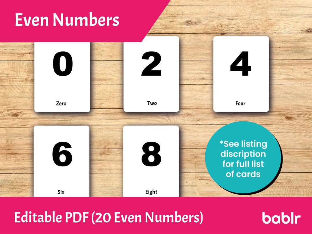 Even Numbers • Editable Montessori Cards • PDF Printable Toddler ...