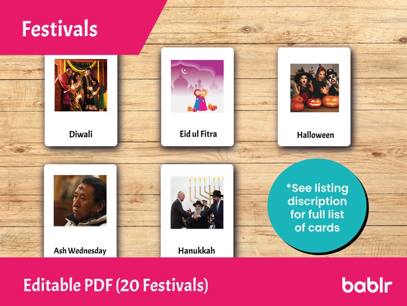 Festivals • Editable Montessori Cards • PDF Printable Toddler ...