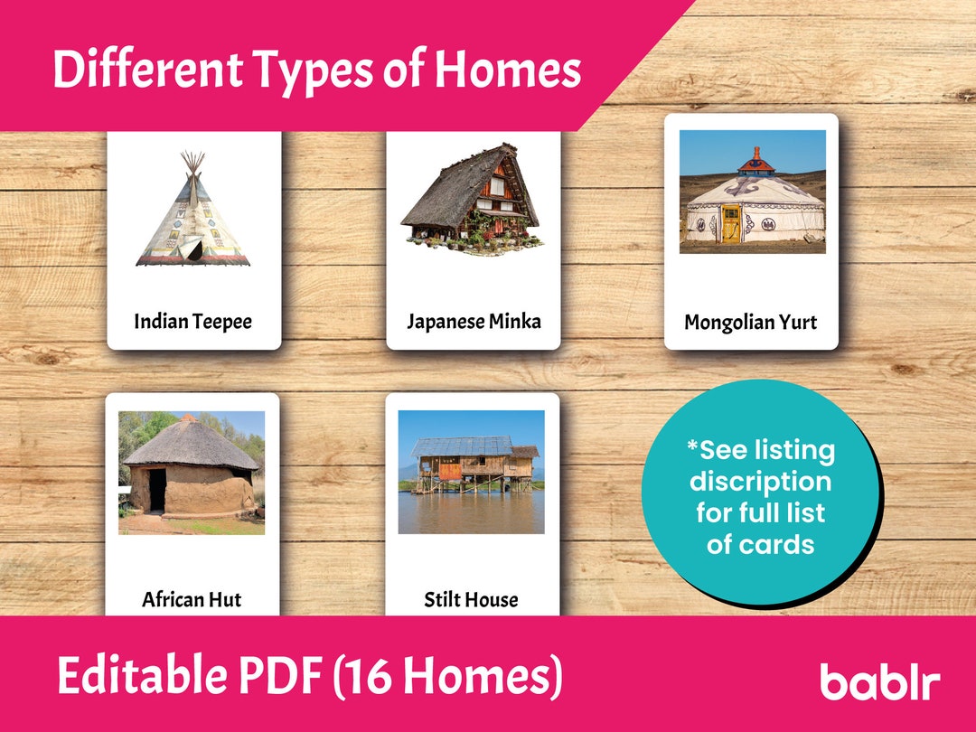 Different Type of Homes • Editable Montessori Cards • PDF Printable ...