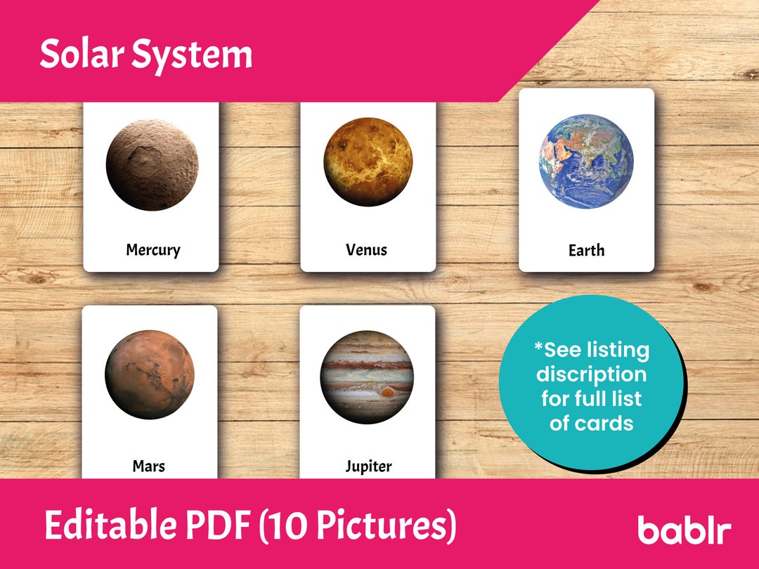 Solar System • Editable Montessori Cards • PDF Printable Toddler ...