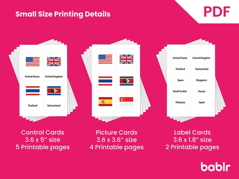 Country Flags Editable Montessori Cards PDF Printable Toddler ...