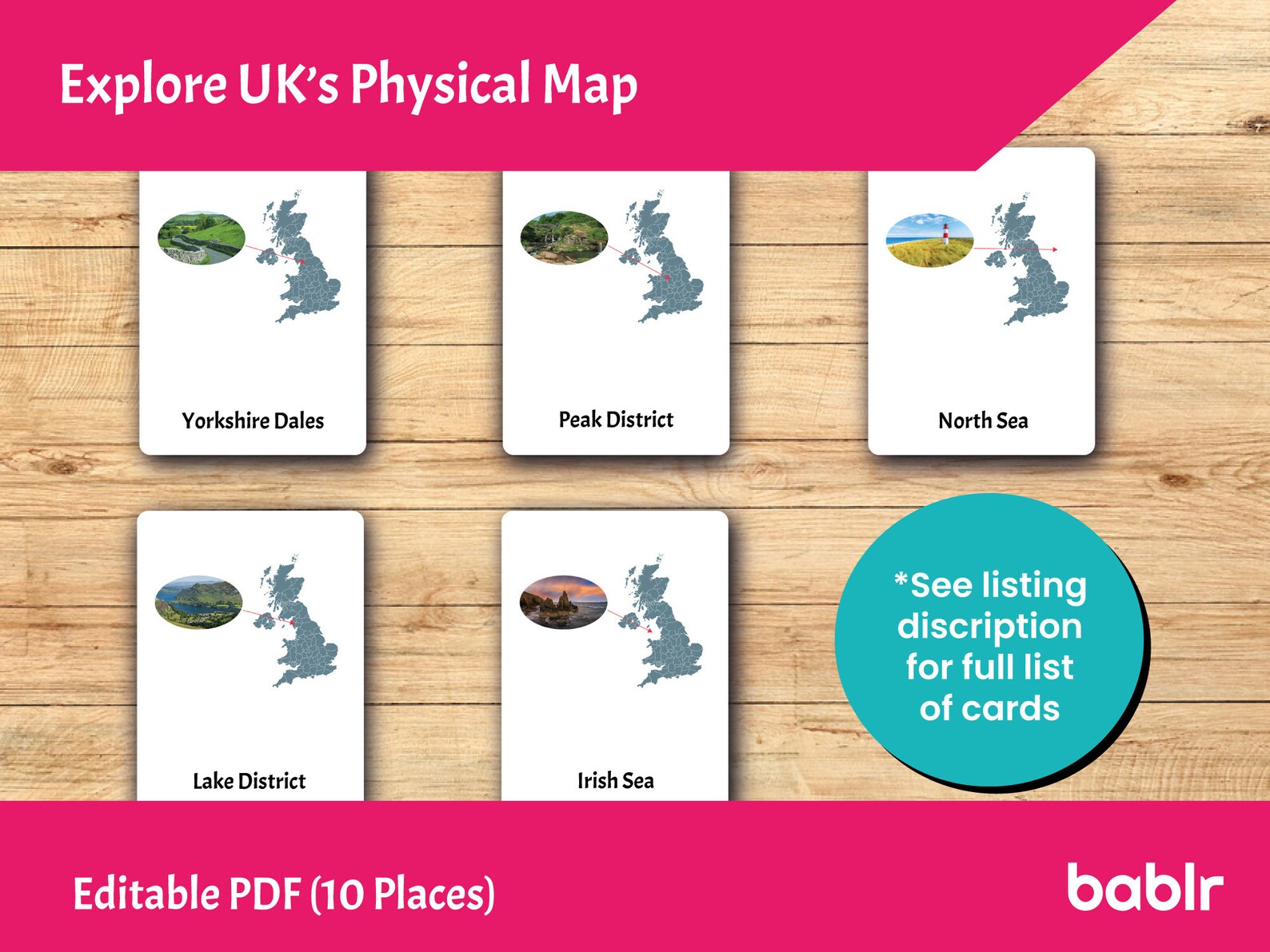 Uk's Physical Map • Editable Montessori Cards • PDF Printable Kids ...