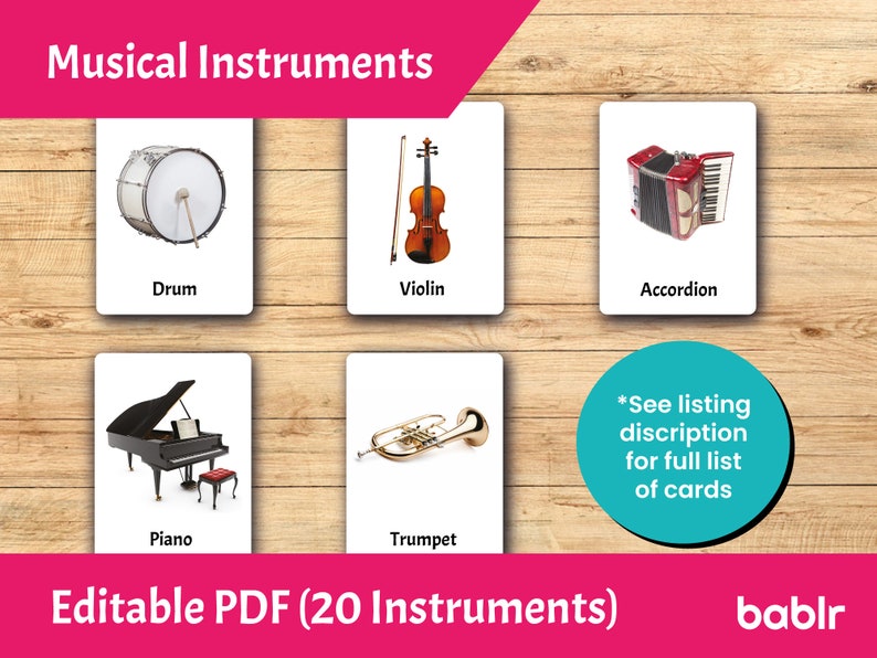 Musical Instruments • Editable Montessori Cards • PDF Printable Toddler ...